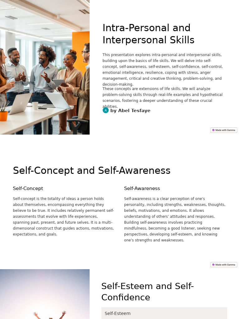 Intra Personal and Interpersonal Skills | PDF | Thought | Psychological ...