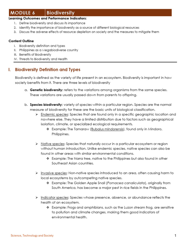 Module 6 Biodiversity and Health Society | PDF | Biodiversity | Agriculture