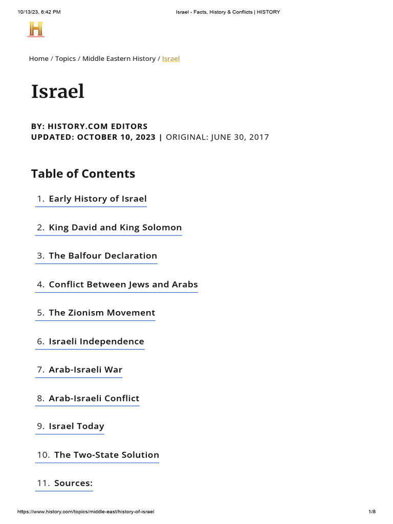 Israel - Facts, History & Conflicts - HISTORY | PDF | Israel | World ...