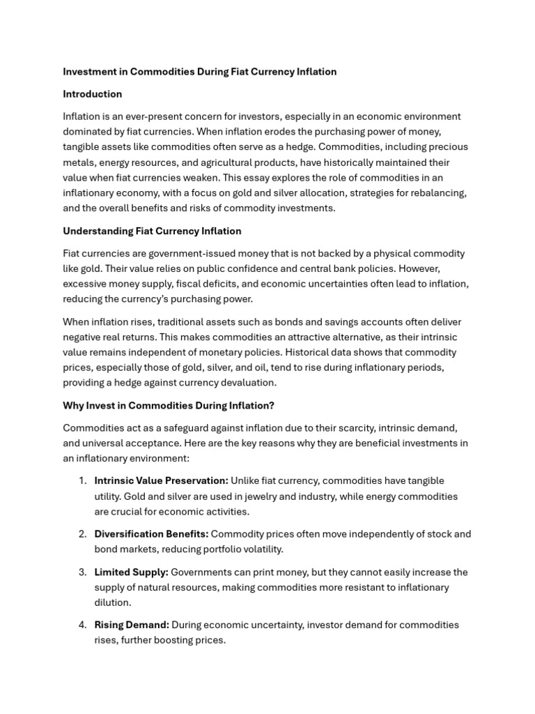 Investment in Commodities During Fiat Currency Inflation | PDF ...