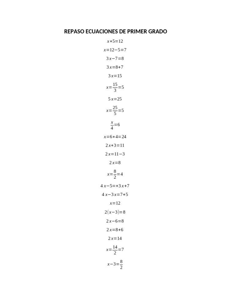 Ecuaciones de primer y segundo grado | PDF | Factorización | Matemáticas