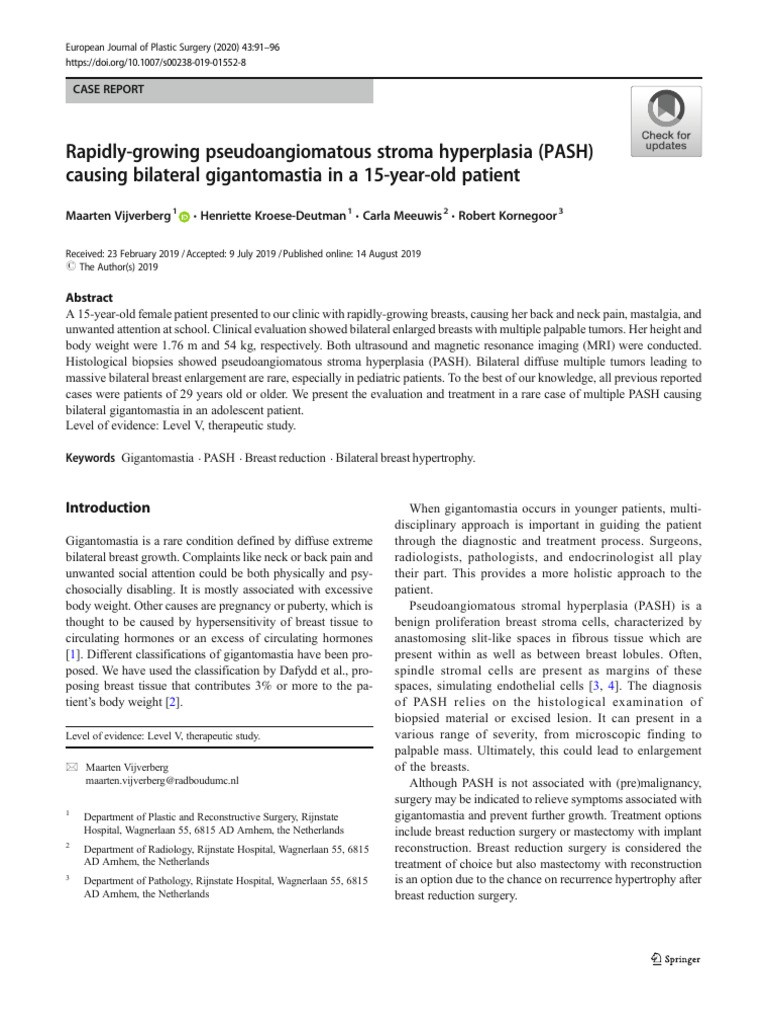 Rapidly-growing Pseudoangiomatous Stroma Hyperplasia (PASH) | PDF | Breast Cancer | Breast
