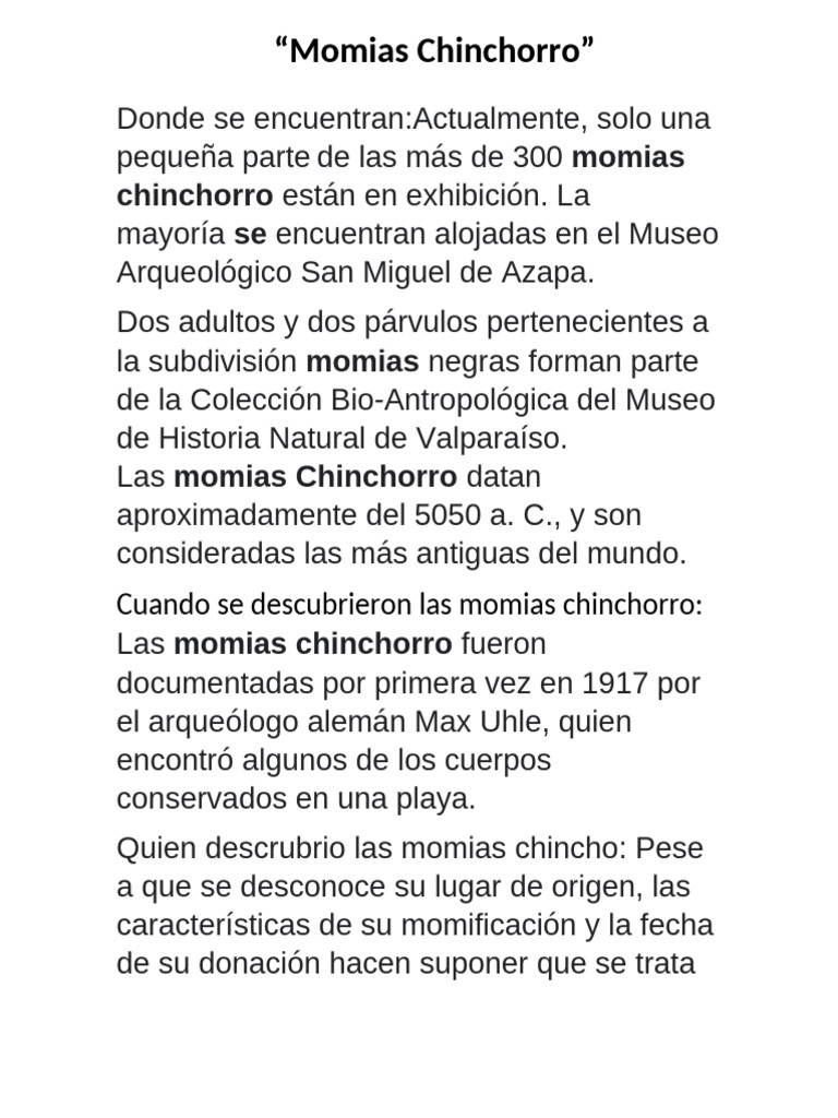 Momias Chinchorro: Historia y Ubicación | PDF