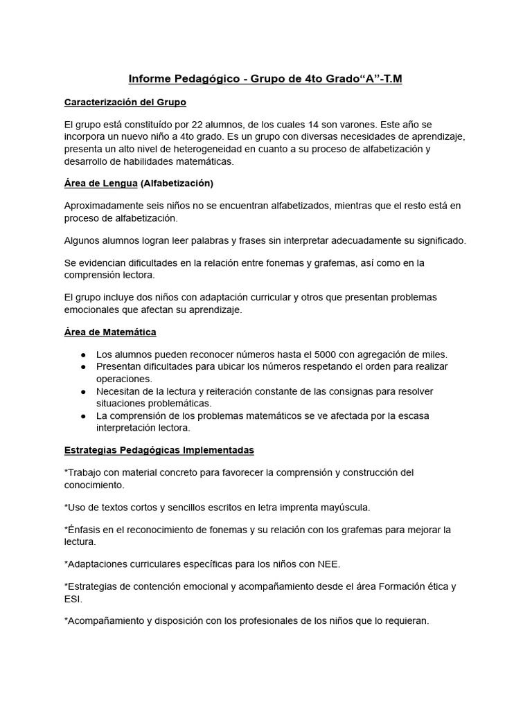 Informe grupal 2025-527 | PDF | Literatura | Aprendizaje