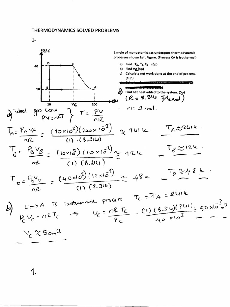 Thermodynamics Solved Problems | PDF