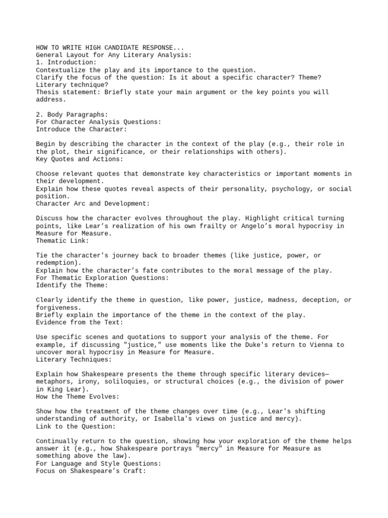 How To Structure Your Answer | PDF | King Lear | William Shakespeare