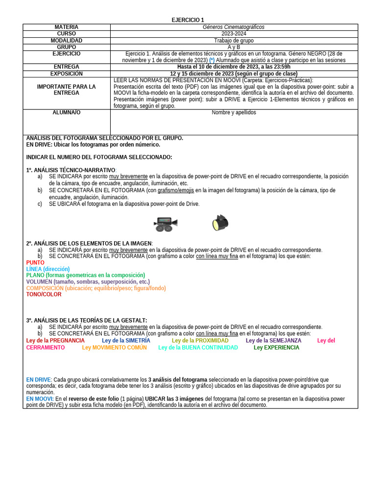 Ejercicio 1. Elementos Tã©cnico-Graficos Fotograma (Negro) | PDF