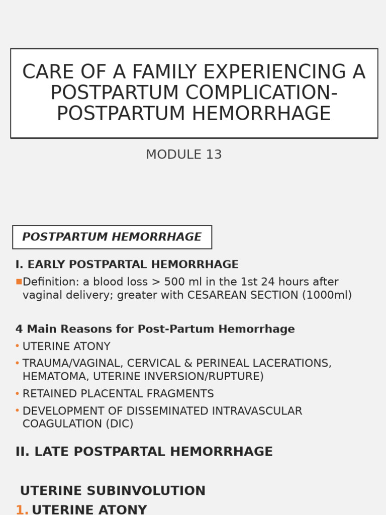 Module 13 Care of A Family Experiencing A Postpartum Complication Postpartum 1 1 1 | PDF ...