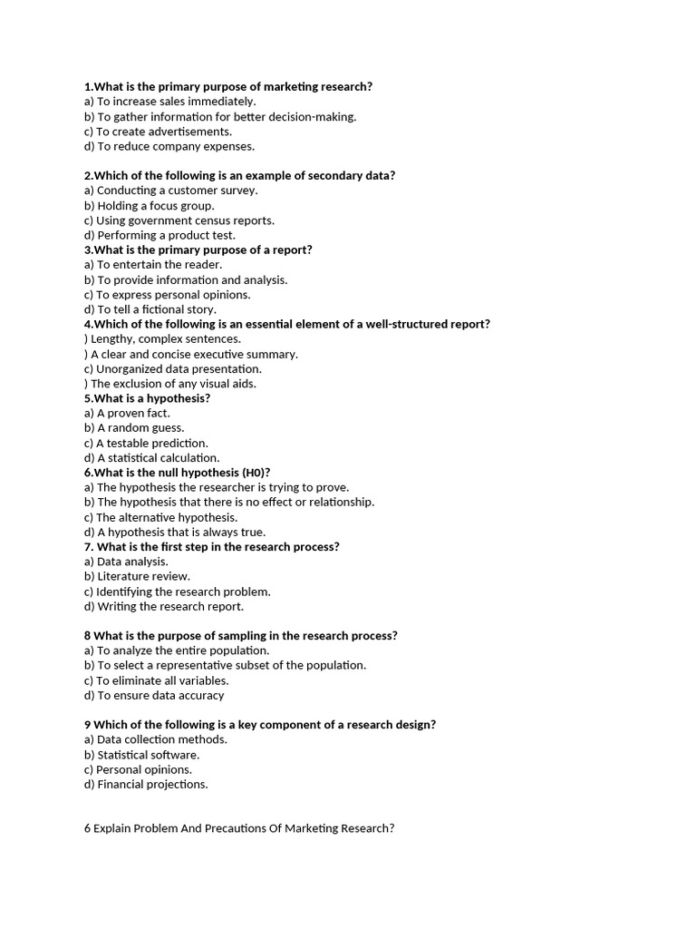 Marketing Research: Key Concepts Explained | PDF