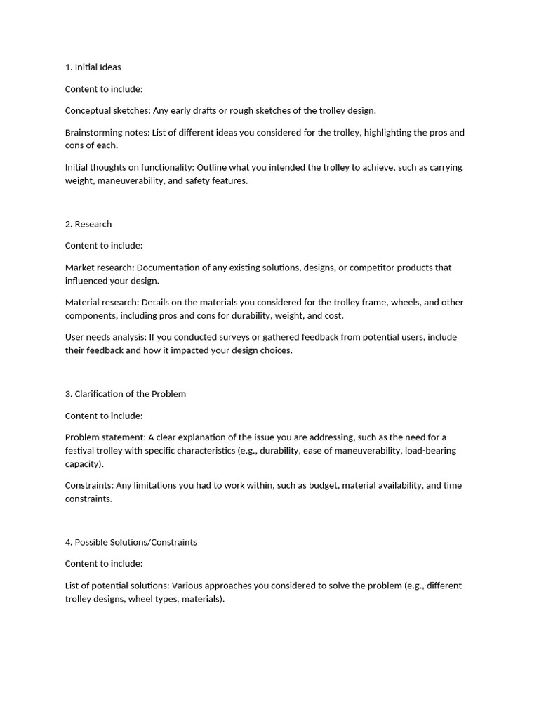 Festival Trolley Design Process Guide | PDF | Feasibility Study | Risk ...