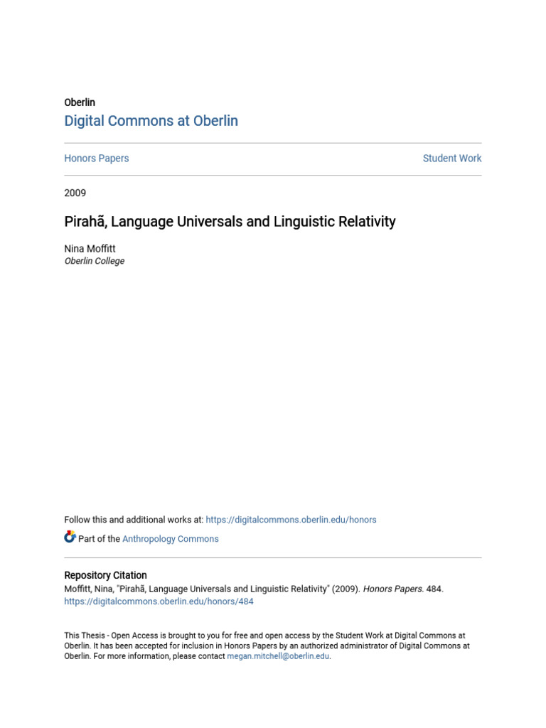 Pirahă Language Universals and Linguistic Relativity | PDF ...