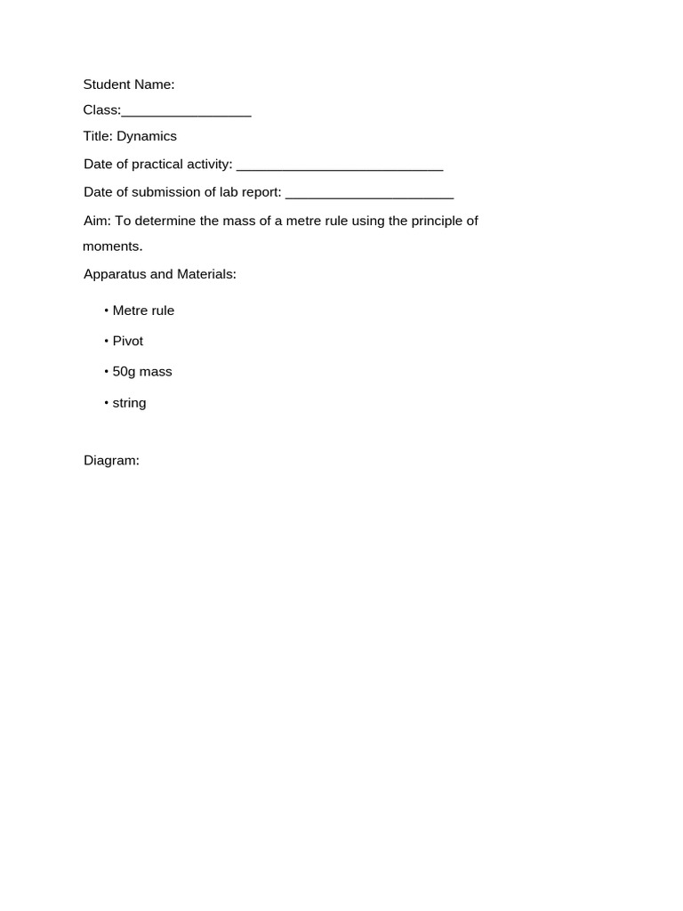 Determining Mass of a Metre Rule | PDF | Mass | Metre