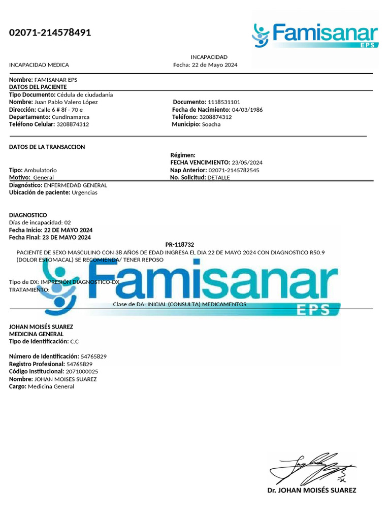 759914528-Incapacidad-Famisanar | PDF