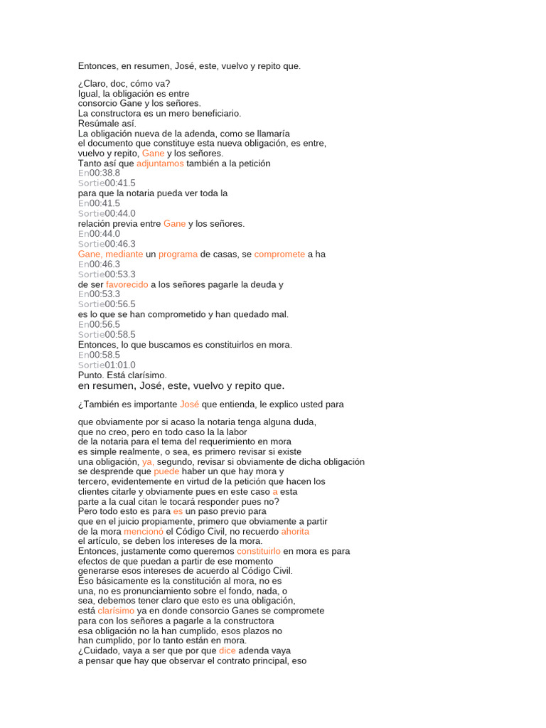 Resumen Cconversacion Notaria | PDF | Pagos