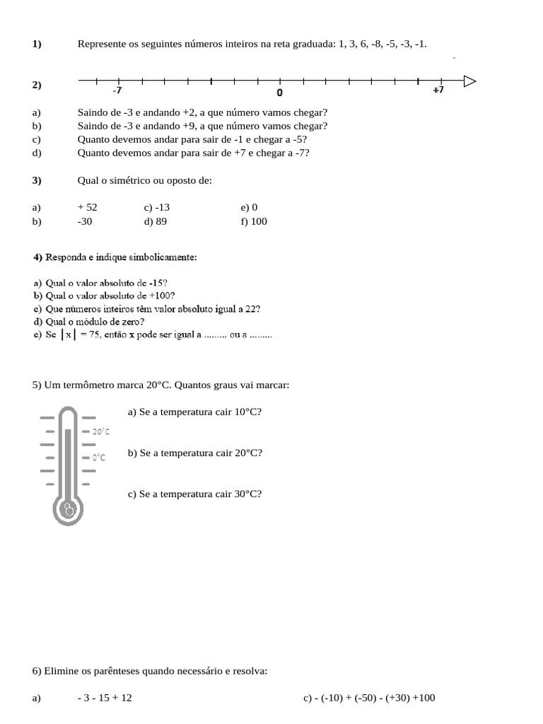 Exercícios Nº Inteiro | PDF