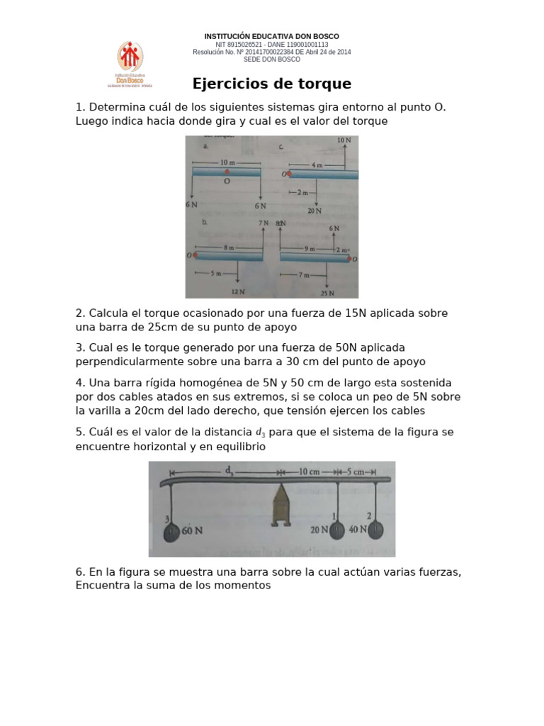 Ejercicios Torque | PDF