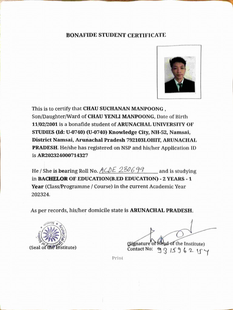 Bonafide Certificate | PDF