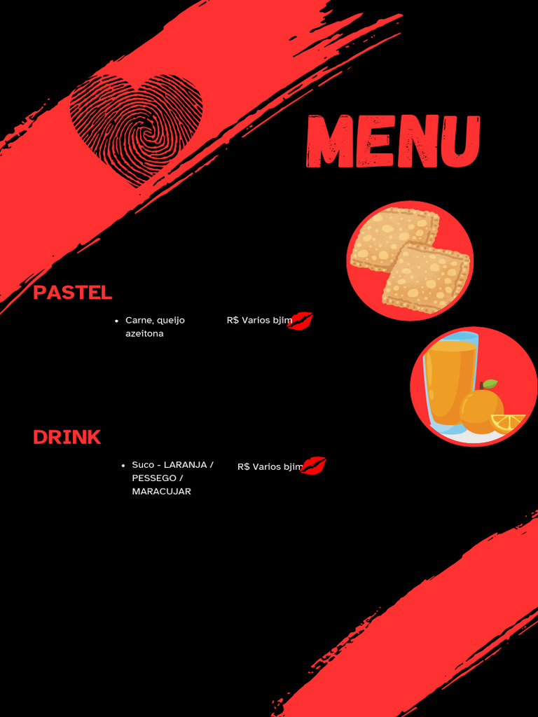 Orange and Black Modern Food Menu Menu | PDF