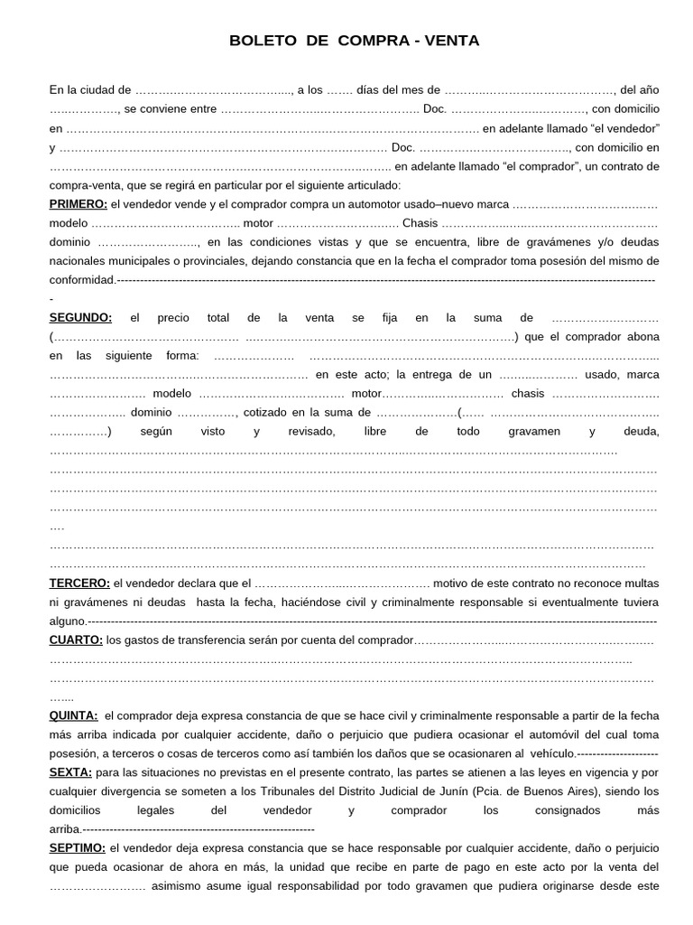 Boleto Compra Venta | PDF