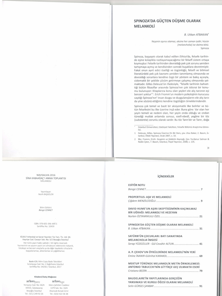 Spinozada Gucten Dusme Olarak Melankoli | PDF