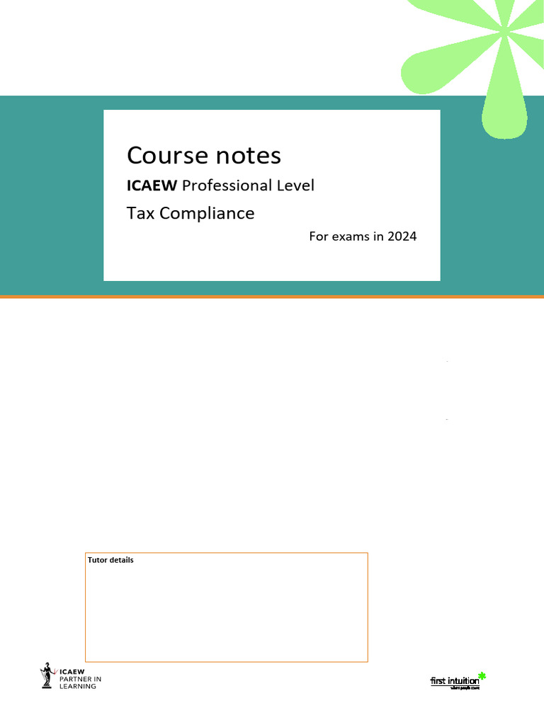 ICAEW TC CourseNotes 2024 | PDF | Taxes | Capital Gains Tax