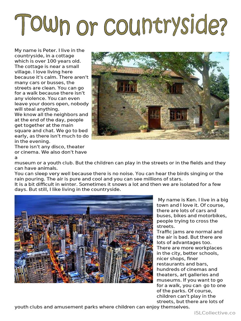 City vs. Countryside Living Pros and Cons | PDF | Transport