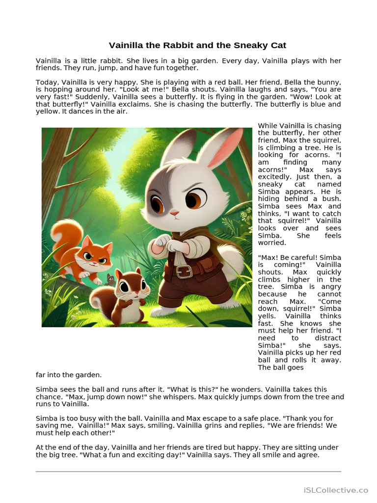 Vainilla The Rabbit and The Sneaky Cat: Islcollective - Co M | PDF