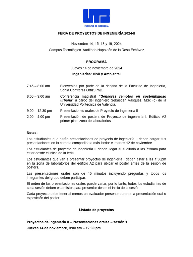 Programación Final - Feria de Proyectos 2024-II | PDF | Embarcación | Ingeniería