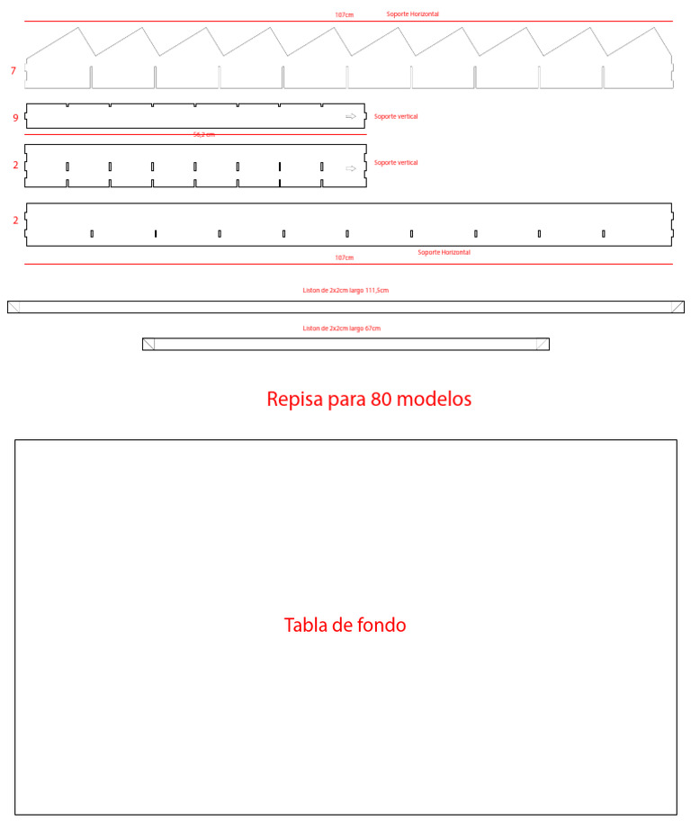 Troquel Repisa 80 Modelos | PDF