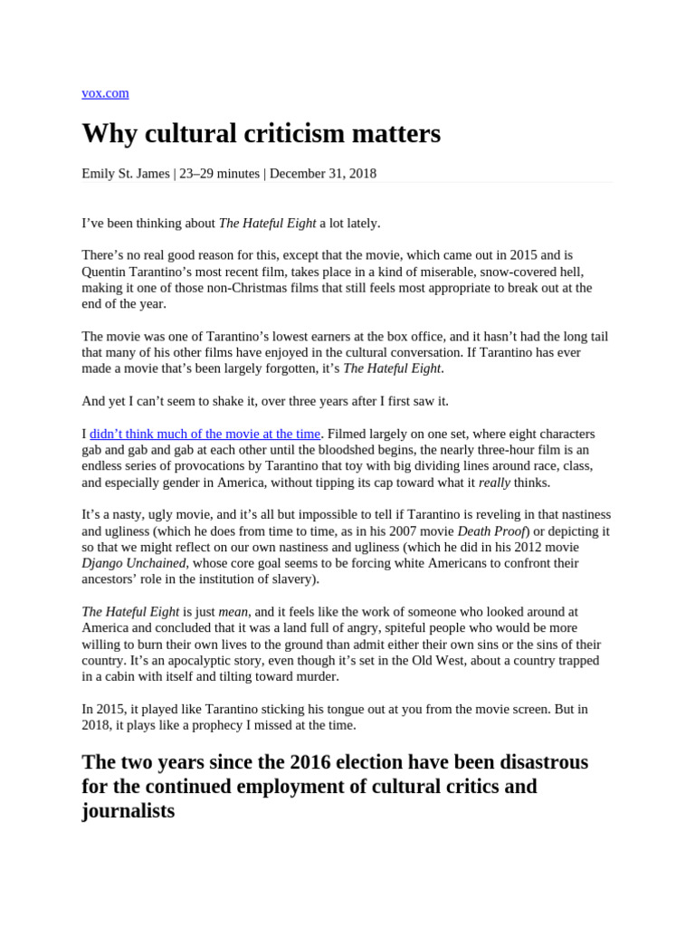 The Importance of Cultural Criticism | PDF | Layoff