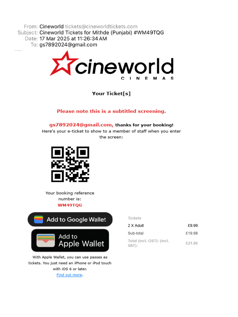 E-Ticket Confirmation for Mithde Screening | PDF | Movie Theater ...