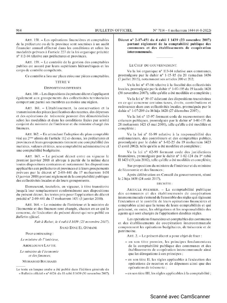 Décret 2-17-451 Cptè Communes & ECI | PDF