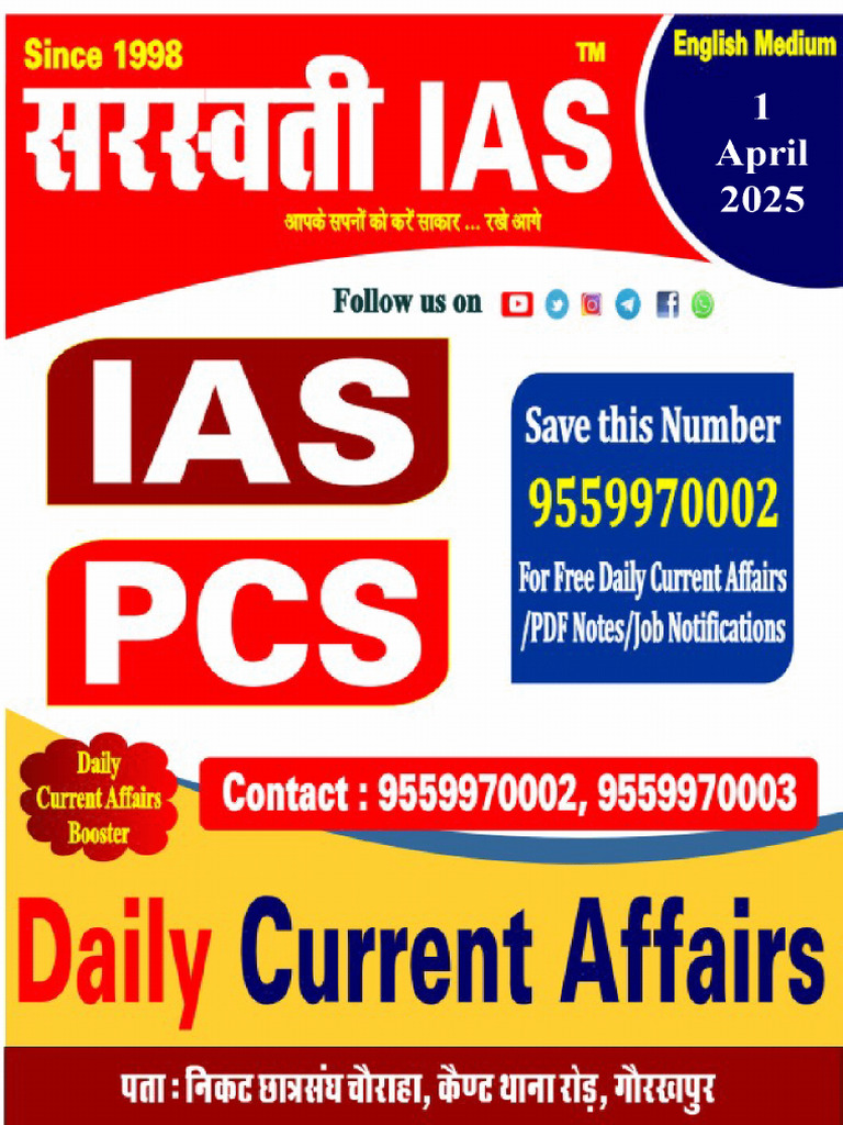 1 April 2025 Current Affairs SIGG | PDF