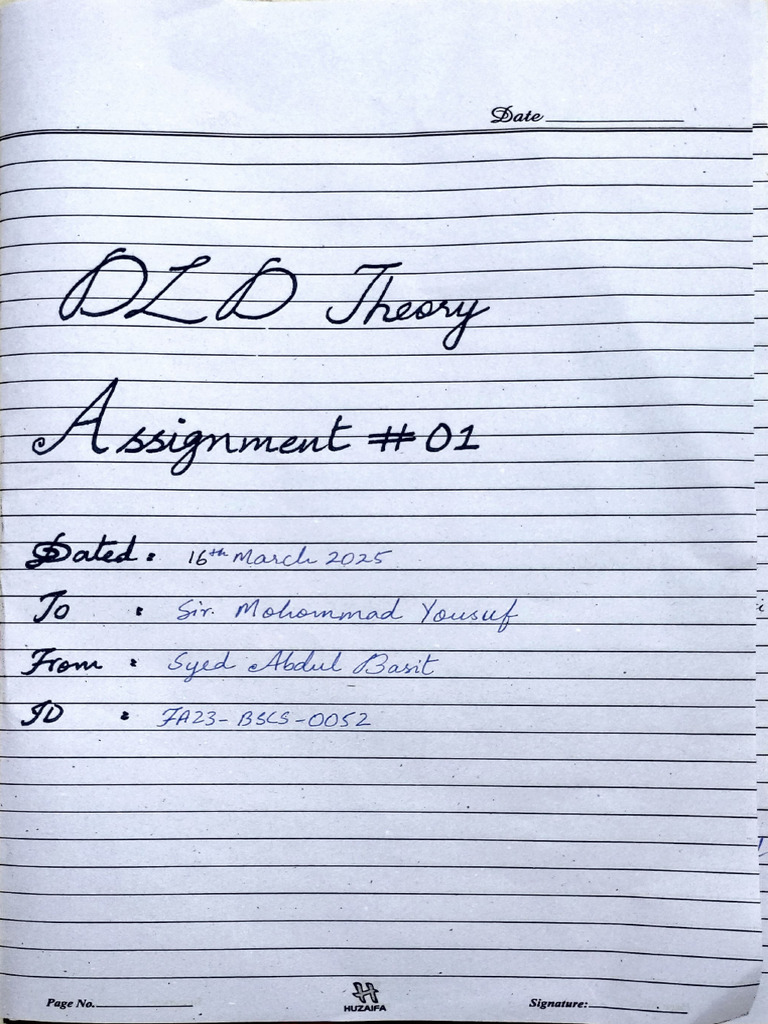 DLD Assignment FA23 BSCS 0052 | PDF | Notation | Elementary Mathematics