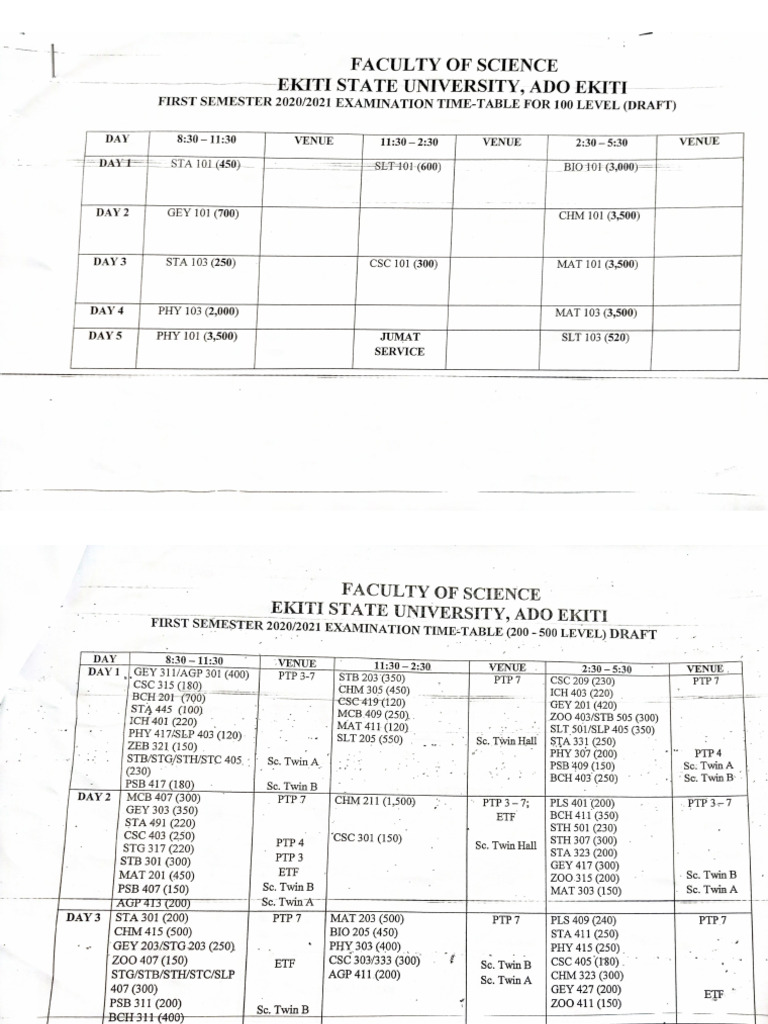 EXAM TIME TABLE (1) | PDF
