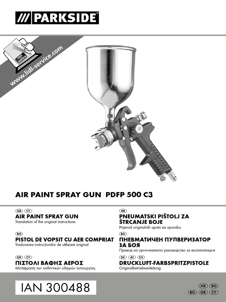 Parksides PDFP 500 C3 Spray Gun Manual | PDF | Combustion | Paint