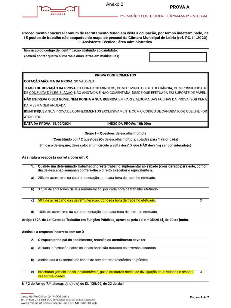 Prova a 15 at Corrigida (1) | PDF