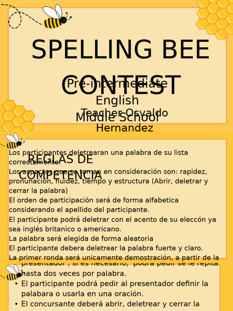 Reglas del Concurso de Deletreo | PDF