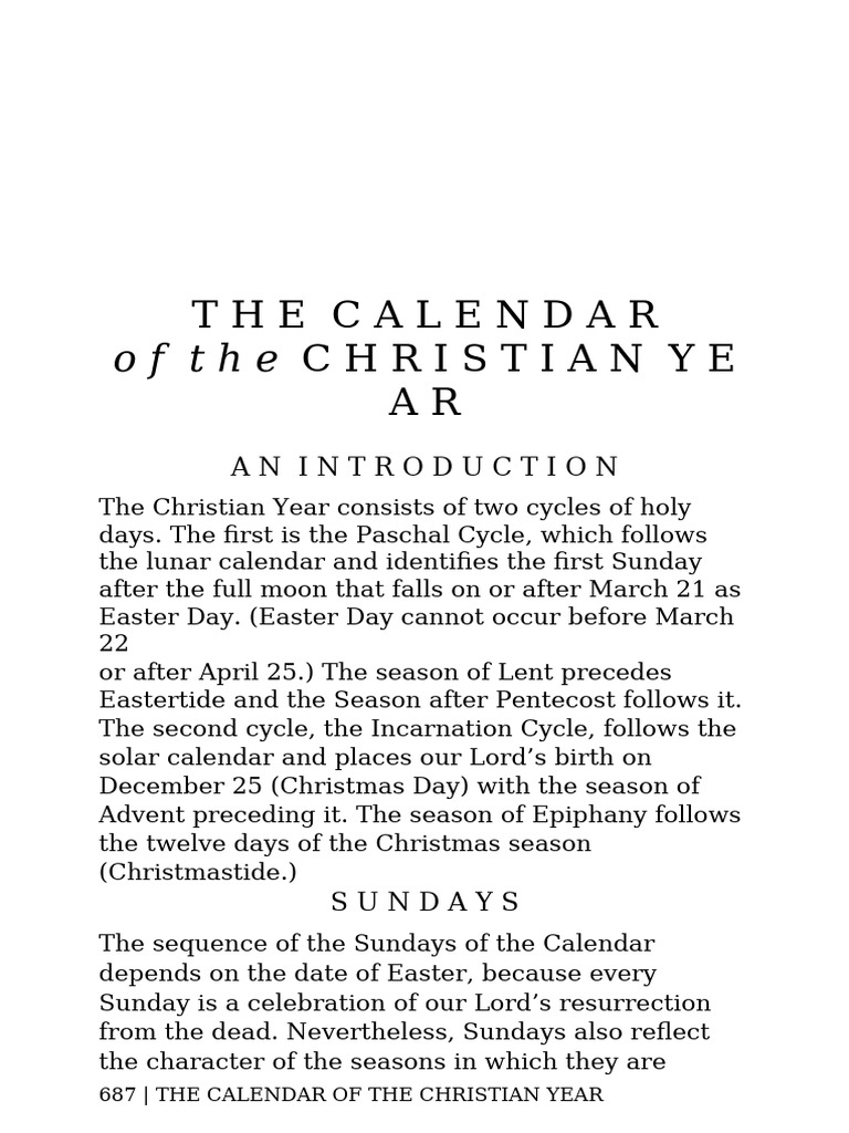 57-Calendar-of-the-Christian-Year | PDF | Easter | Liturgical Year