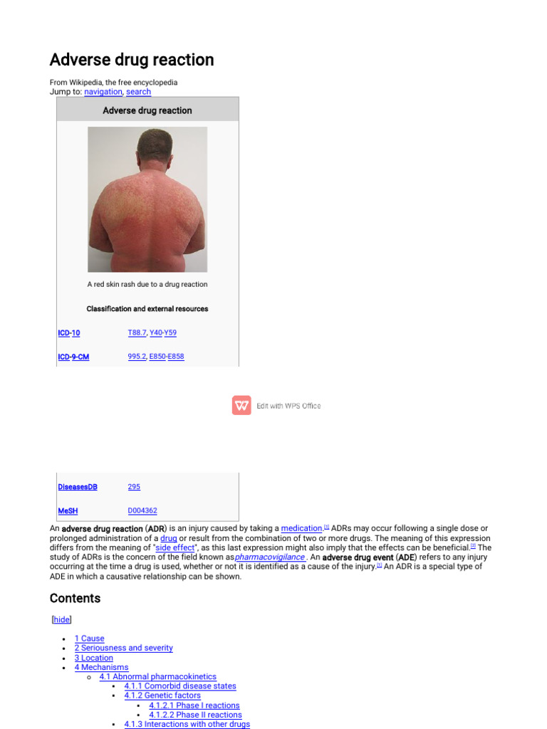 Understanding Adverse Drug Reactions | PDF | Drug Metabolism | Pharmacology