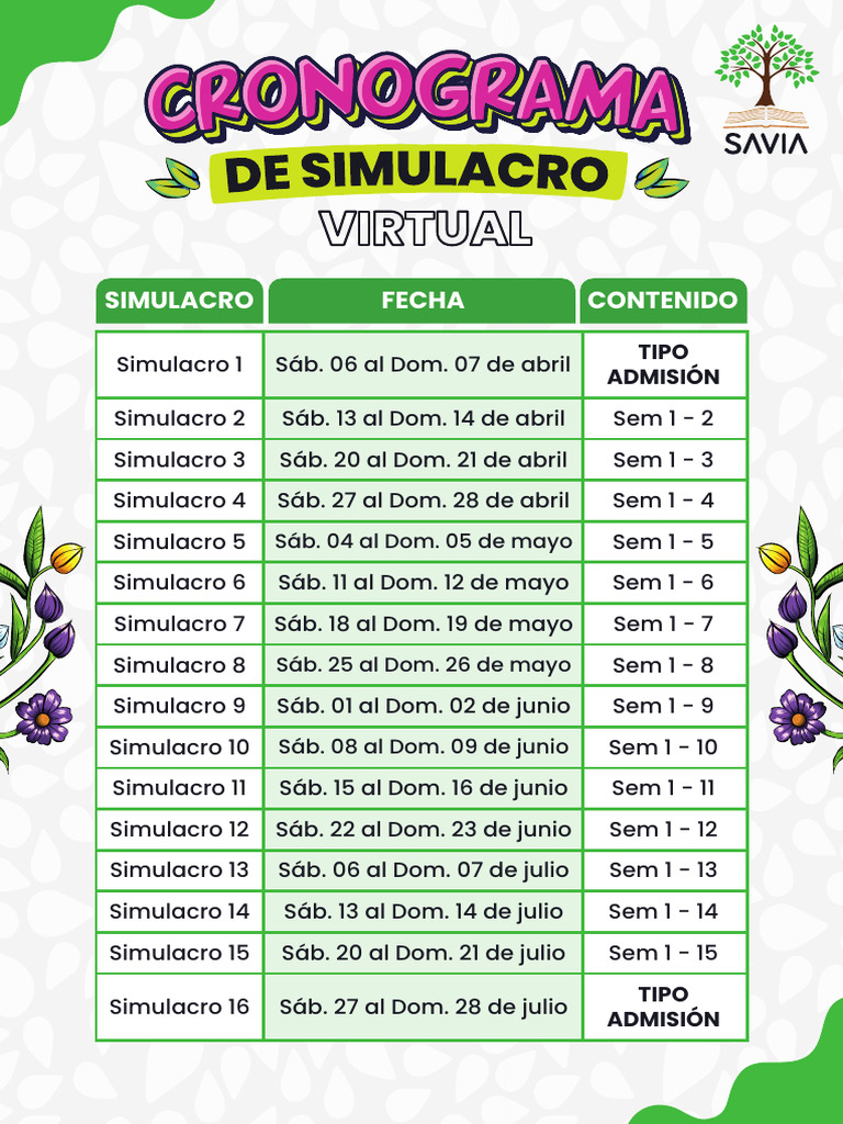 Cronograma de Simulacro | PDF
