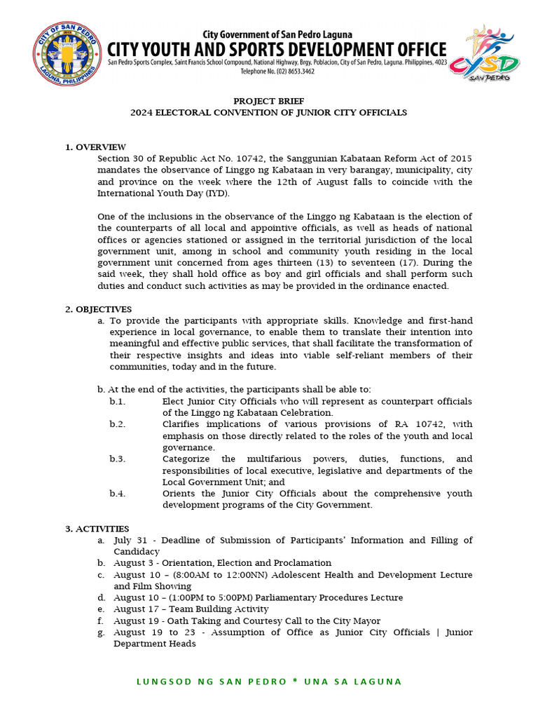 Project Brief - Electoral Convention 2024 | PDF | Accountability ...