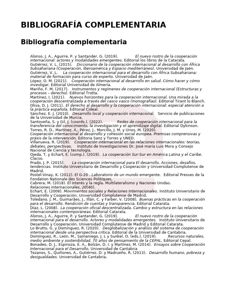 Bibliografía Complementaria | PDF