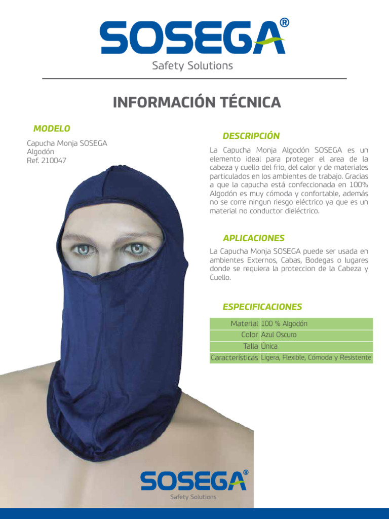 Capucha Monja Algodón SOSEGA Azul | PDF