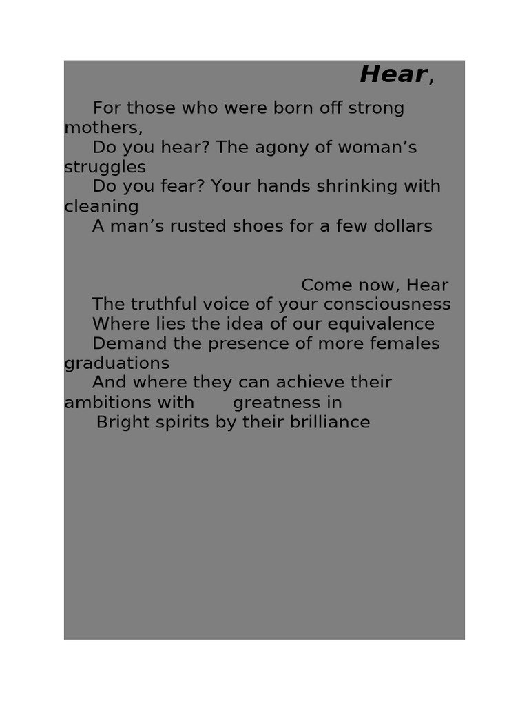 Poems on Equality and Women's Struggles | PDF