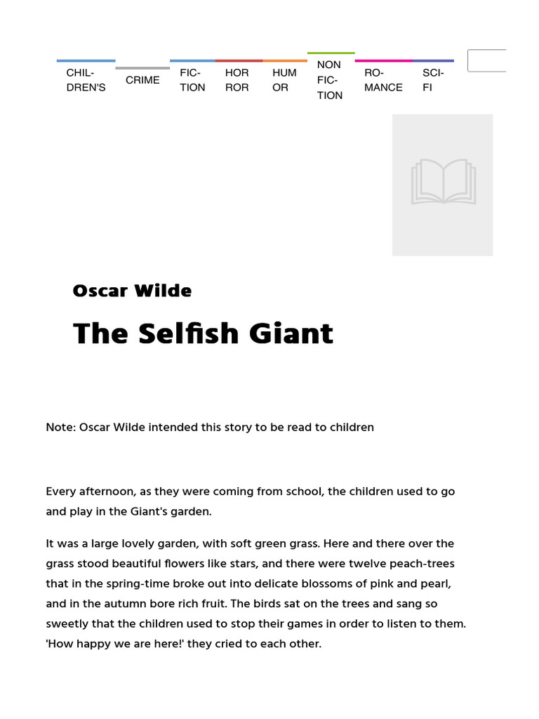 Oscar Wilde's The Selfish Giant | PDF | The Happy Prince And Other Tales