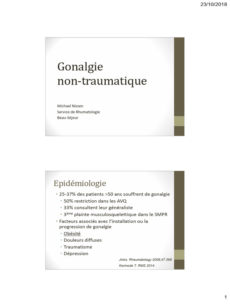 Prise en charge des gonalgies chroniques | PDF | Genou | Arthrose
