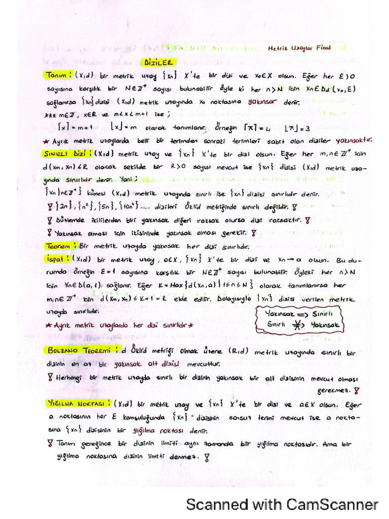 Metrik Uzaylarda Diziler | PDF