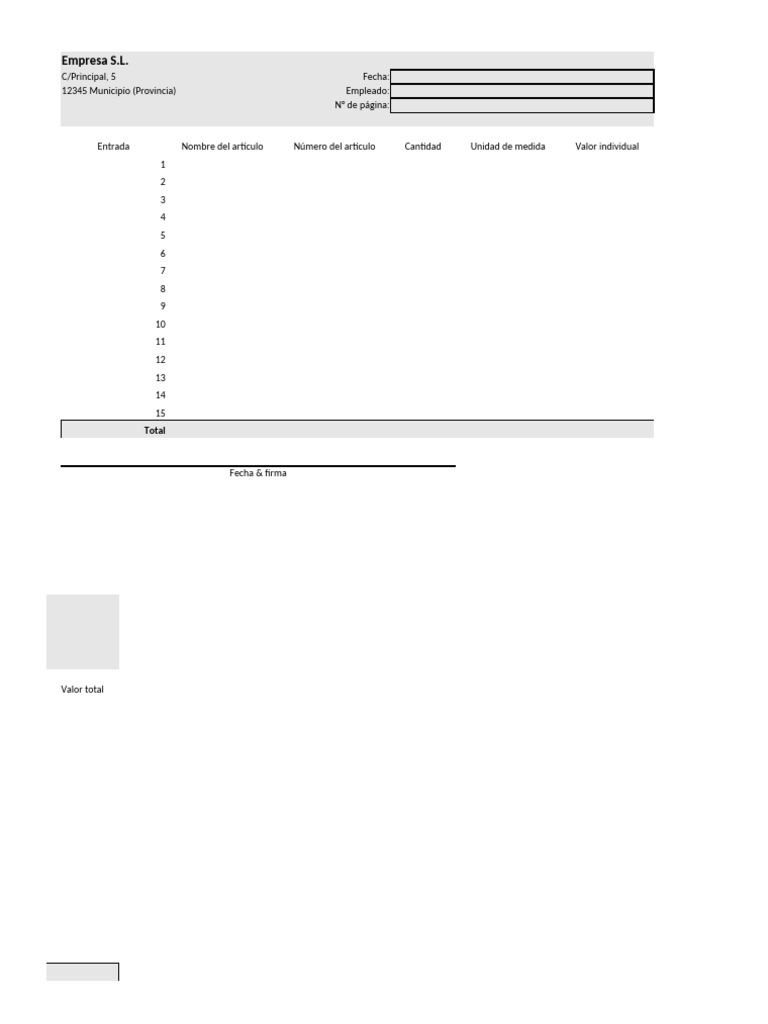 Inventurliste Vorlage ES | PDF