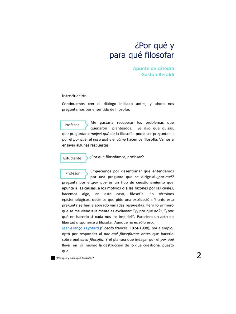 ¿Por Qué y para Qué Filosofar | PDF